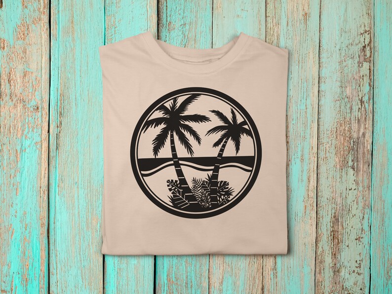 Beach SVG Palm Tree Svg Tropical Island Beach Scene Svg Cut - Etsy