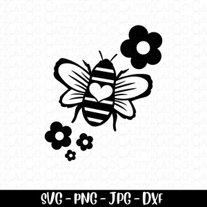 Bee SVG, Bee and Retro Flowers Svg, Svg Cut File, Dxf, Png, Shirt ...
