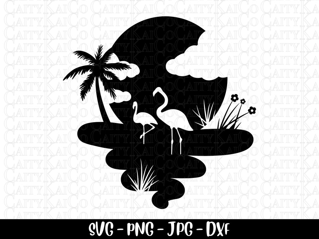 Flamingo Tropical Beach Scene Svg, Flamingo Svg, Beach Svg, Summer Svg ...