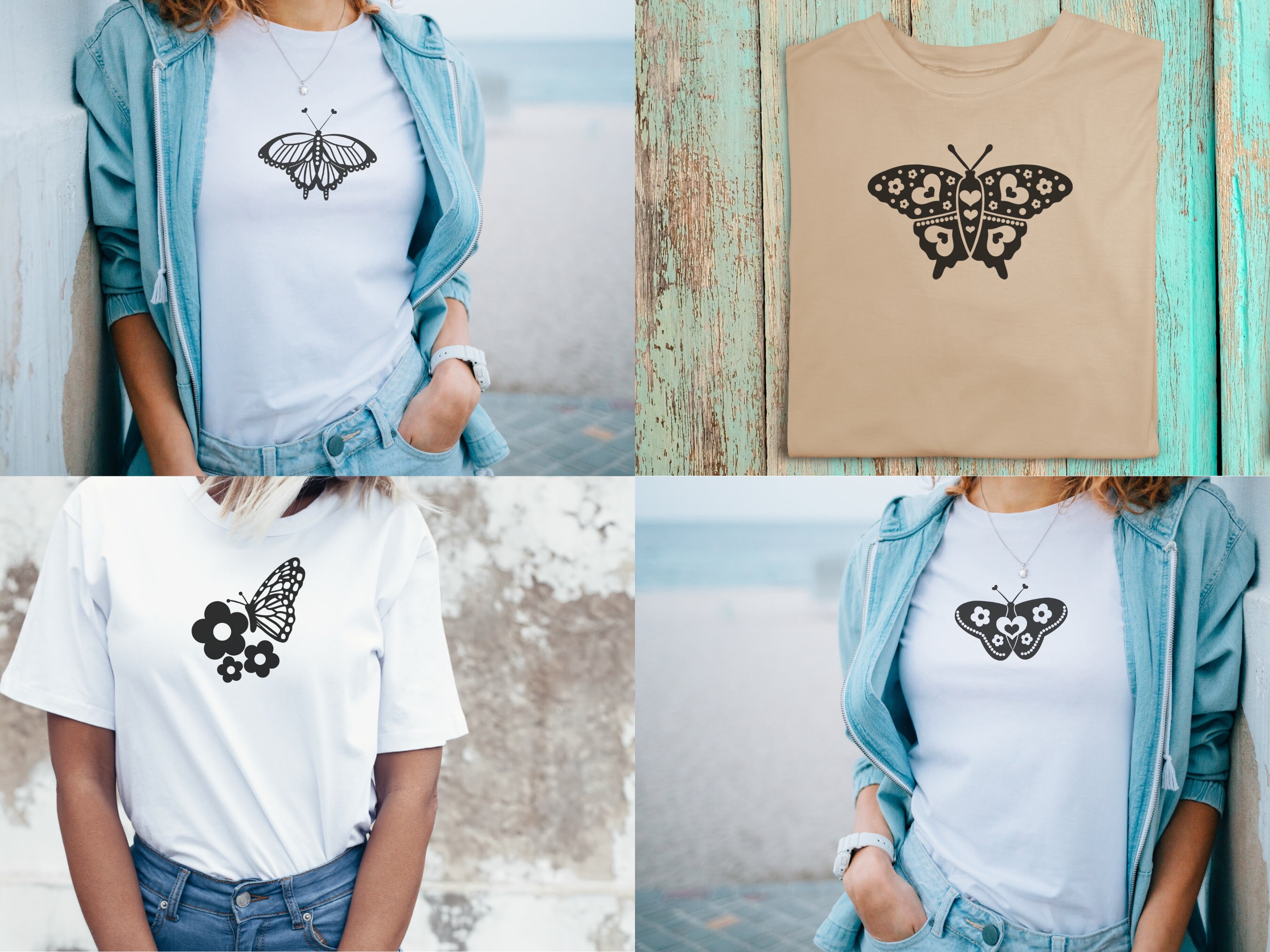 Butterfly Svg Bundle of 12, Butterflies, Retro Flowers, Hearts, Clipart ...