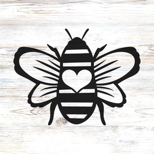 Bee Svg, Cute Bee Heart Svg, Honey Bee Clipart, Dxf, Png, Jpg, Cut File ...