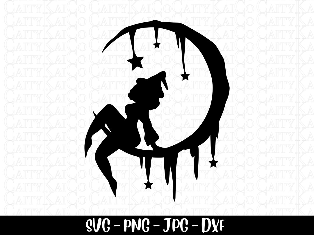 Witch and Moon Svg, Halloween Svg, Witch Svg, Celestial Witchy Svg, Dxf ...