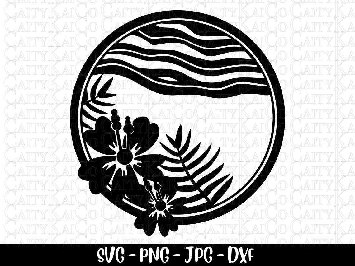 Tropical Beach Scene SVG Bundle of 4 Island Beach Svg Palm - Etsy