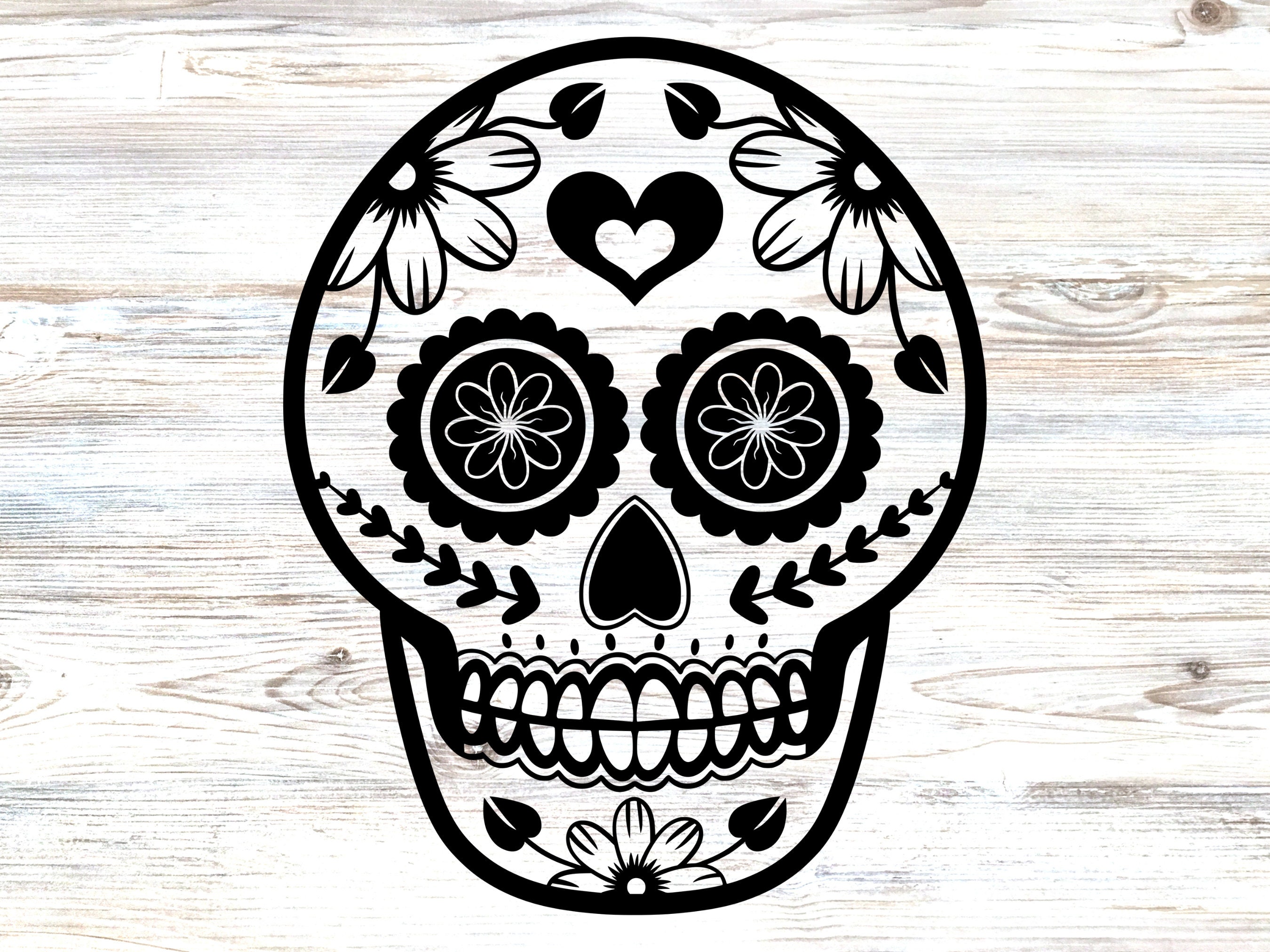 Heart Sugar Skull Svg Calavera Svg Floral Skull Svg Día De - Etsy