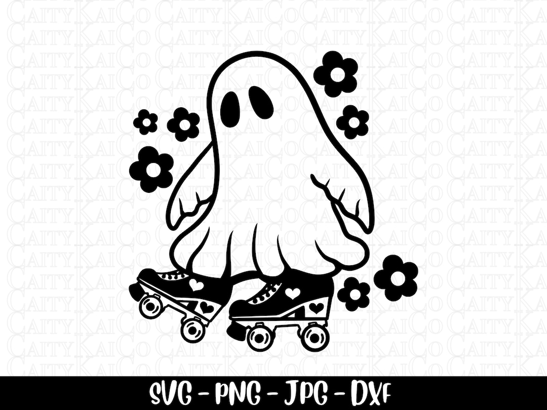 Roller Skating Ghost Svg, Retro Ghost Svg, Halloween Svg, Roller Derby ...