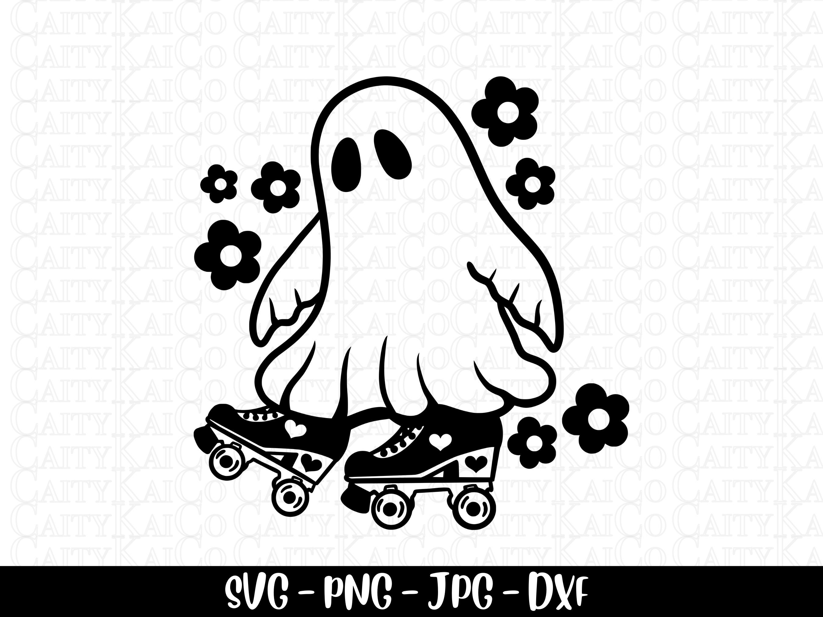 Roller Skating Ghost Svg, Retro Ghost Svg, Halloween Svg, Roller Derby ...
