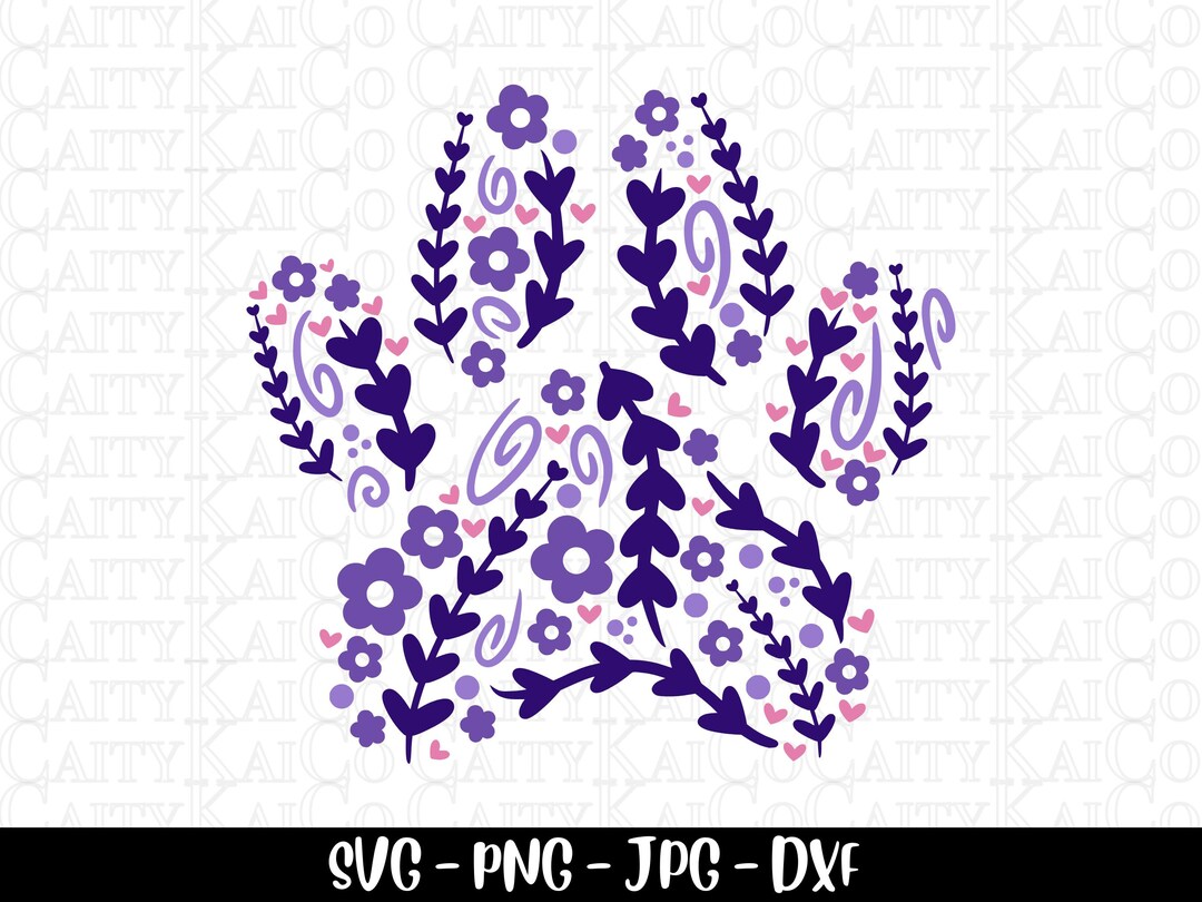 Spring Floral Paw Print Svg, Floral Dog Svg, Png, Pet Summer Svg ...