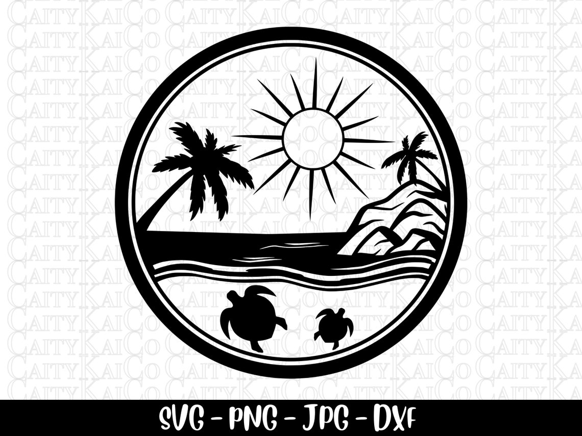 Beach SVG Sea Turtle Svg Palm Tree Svg Tropical Island - Etsy