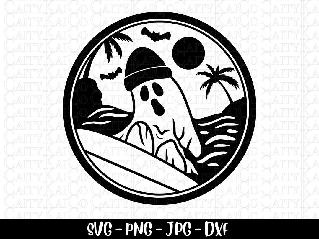 Surfing Ghost Svg, Funny Ghost Svg, Spooky Surfer Svg, Halloween Beach ...