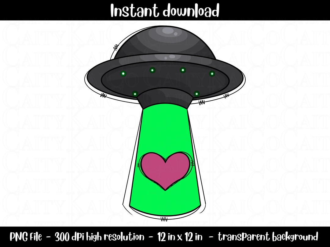 Valentine’s Day Png, UFO Pink Heart Png, Sublimation File, Alien ...