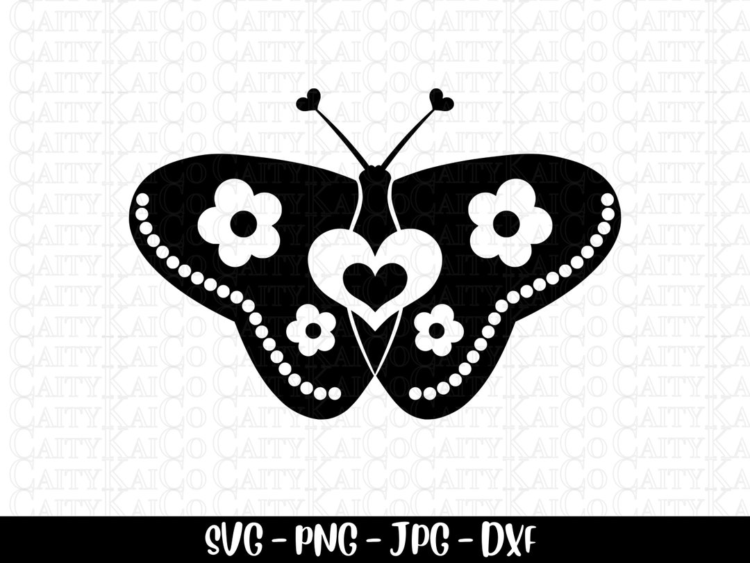 Vlinder svg, retro bloemen svg, harten, svg cut bestand, dxf, png ...