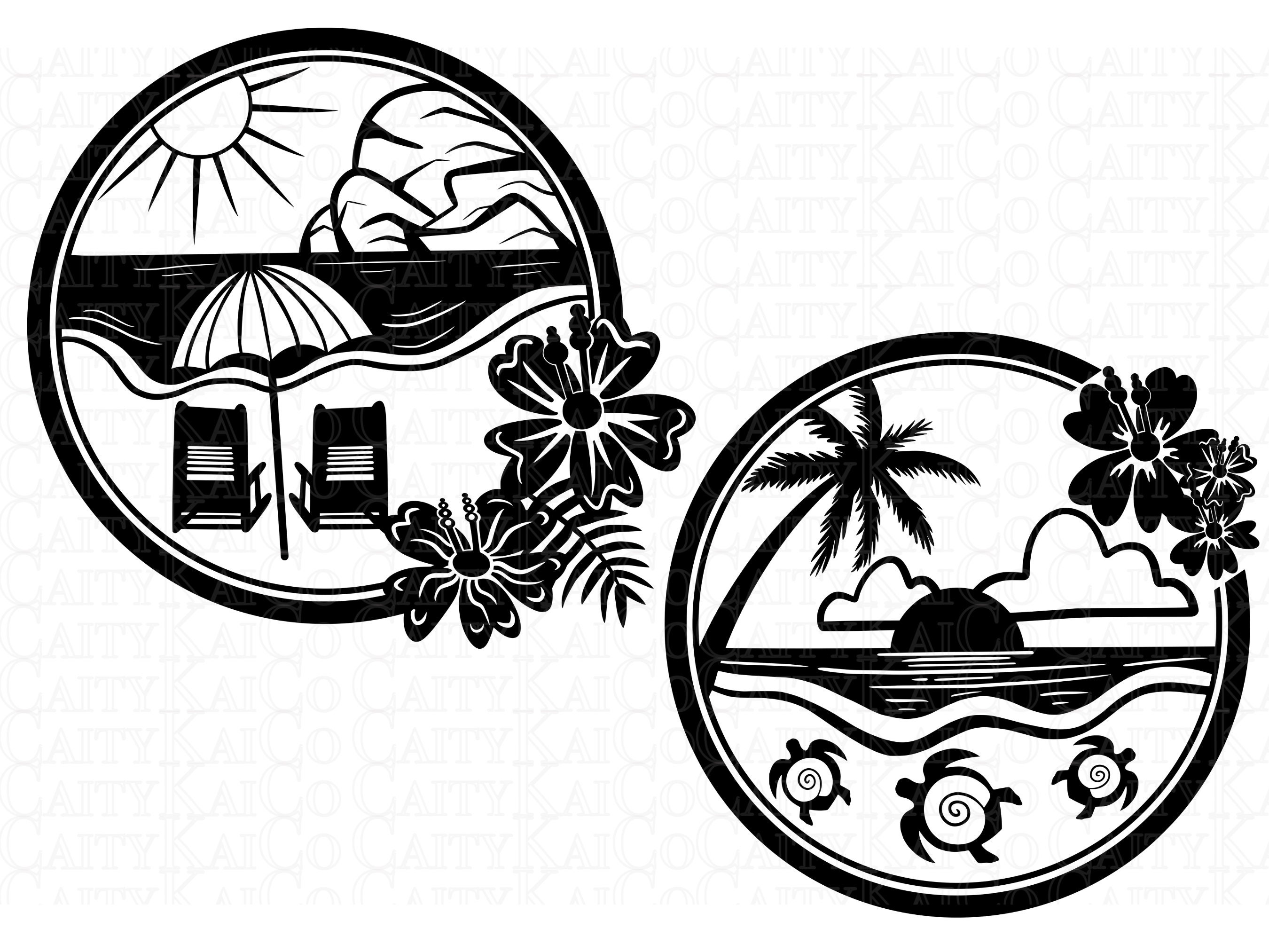Tropical Beach Scene SVG Bundle of 12 Island Beach Svg Palm - Etsy ...