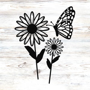 Daisy Flower and Butterfly Svg, Daisy Svg, Butterfly Svg, Floral Cut ...