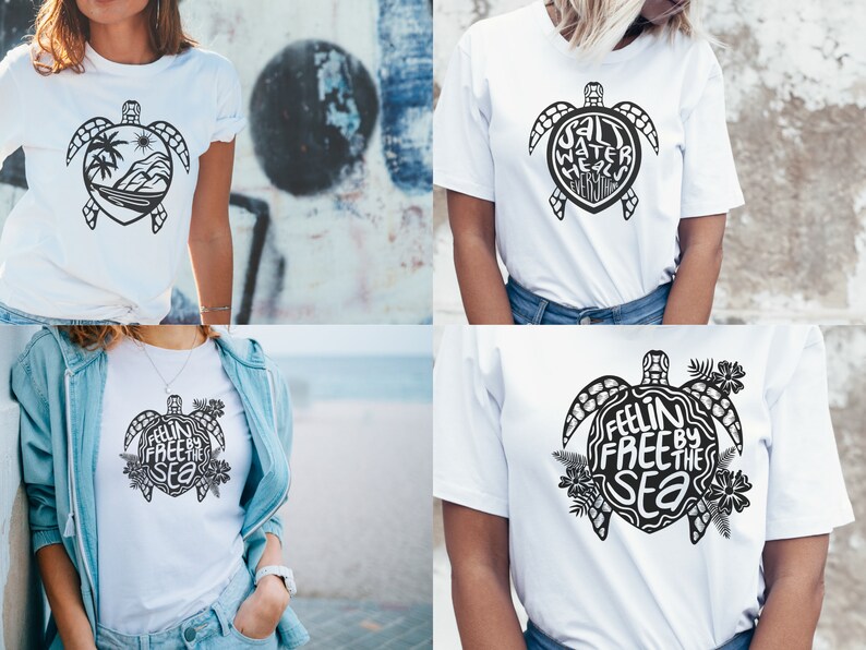 Sea Turtle SVG Bundle of 6, Tropical Island Beach Svg, Dxf, Png, Shirt ...