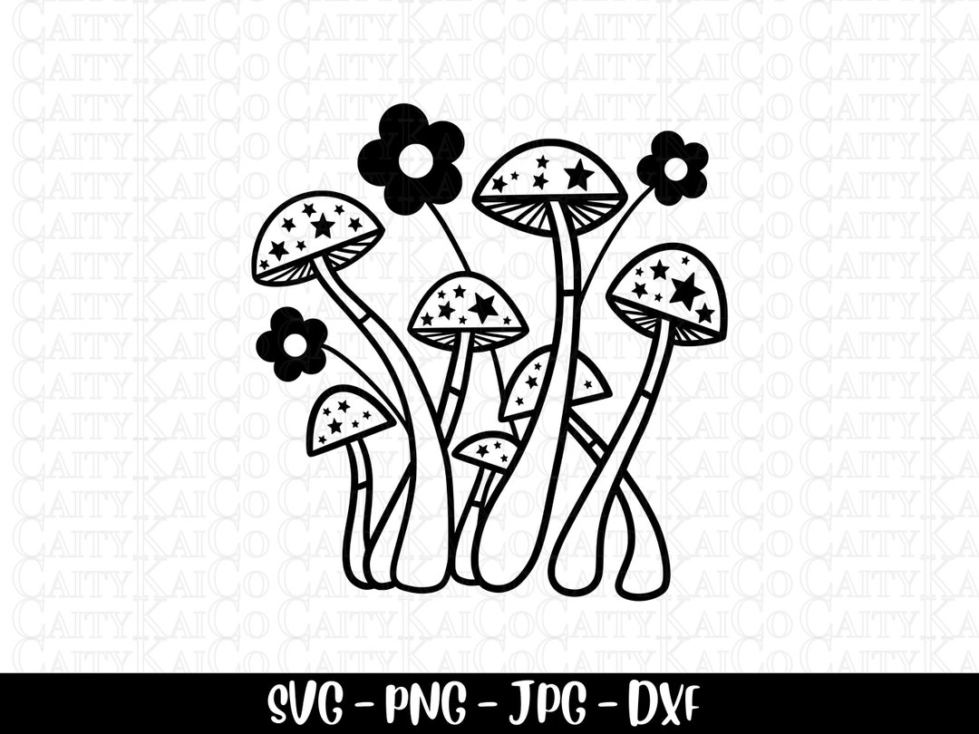 Retro Mushroom Svg, Retro Stars Flowers Mushroom Svg, Y2k, Hand Drawn ...
