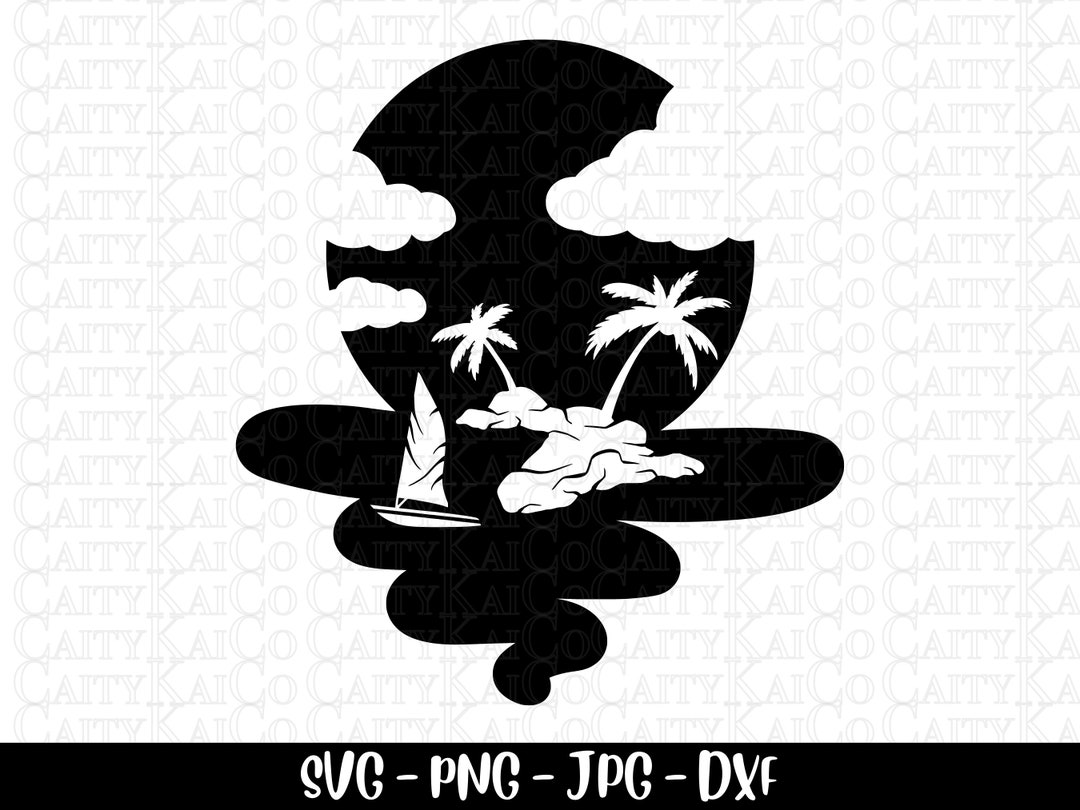 Island Sailboat Svg, Tropical Island Beach Scene Svg, Beach Svg, Palm ...