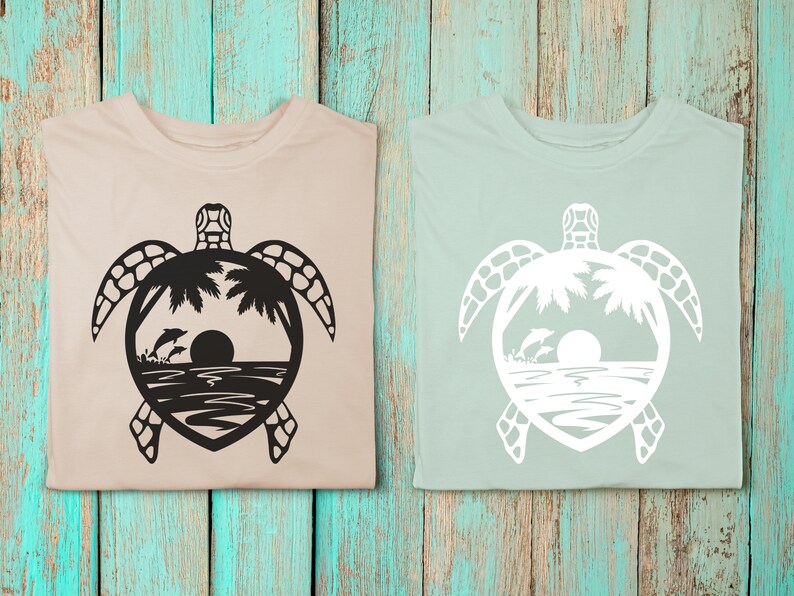 Sea Turtle Svg, Tropical Beach Scene Svg, Dolphin Svg, Shirt Design ...