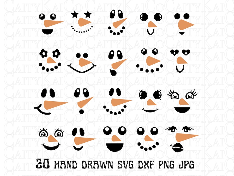 Snowman Face Svg Bundle of 20, Snowman Svg, Christmas Svg, Winter and ...