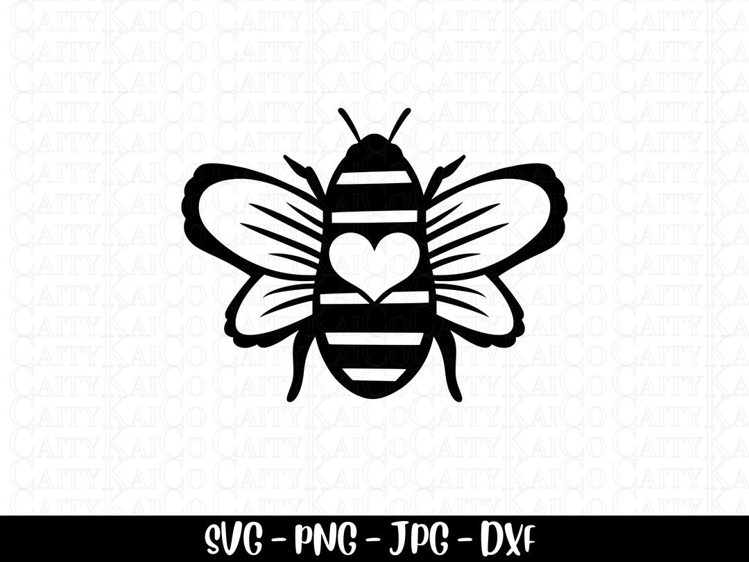 Bee Svg, Cute Bee Heart Svg, Honey Bee Clipart, Dxf, Png, Jpg, Cut File ...