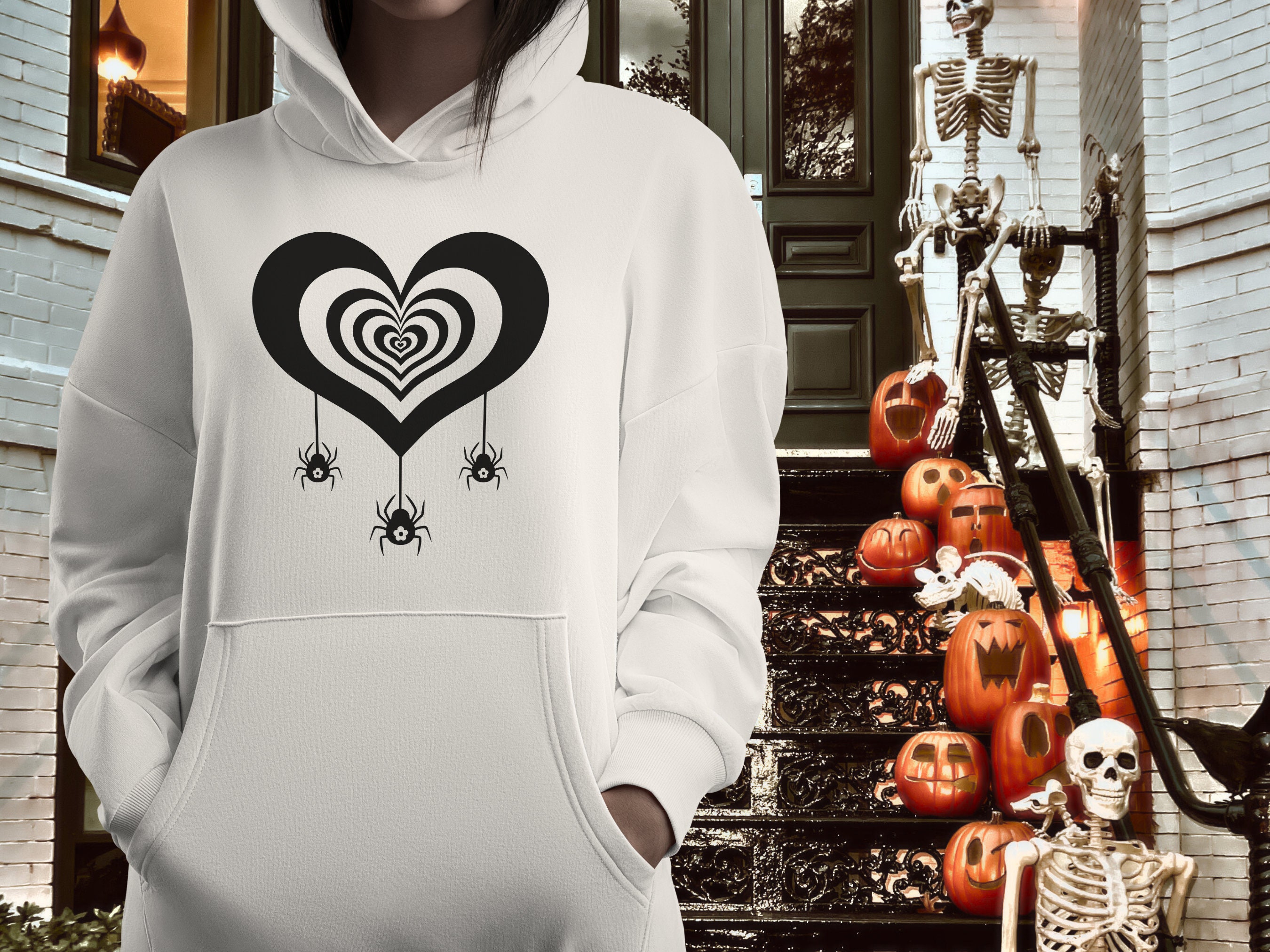 Retro Halloween Spider Svg Groovy Spiral Heart Svg Spooky - Etsy