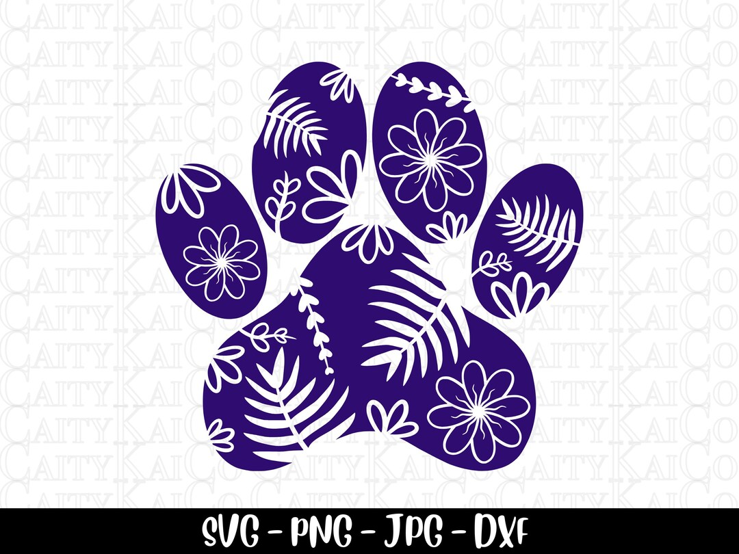 Floral Paw Print Svg, Spring Dog Svg, Purple Png, Jpg, Pet Summer Svg ...