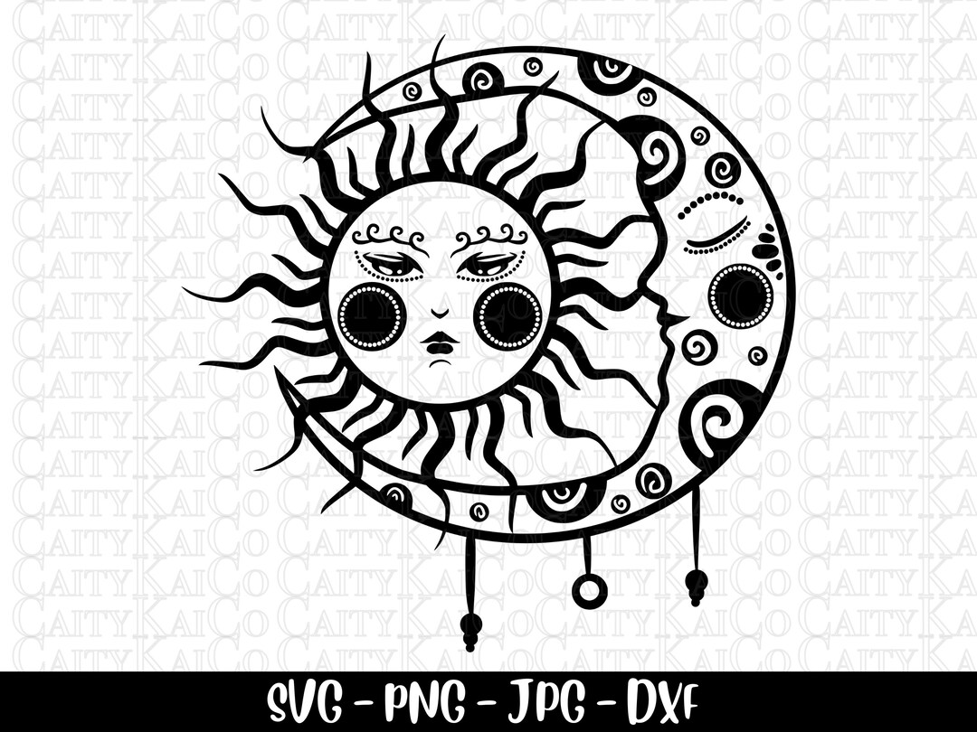 Sun and Moon Svg, Celestial Svg, Cosmic Cut File, Shirt Design, Clipart ...