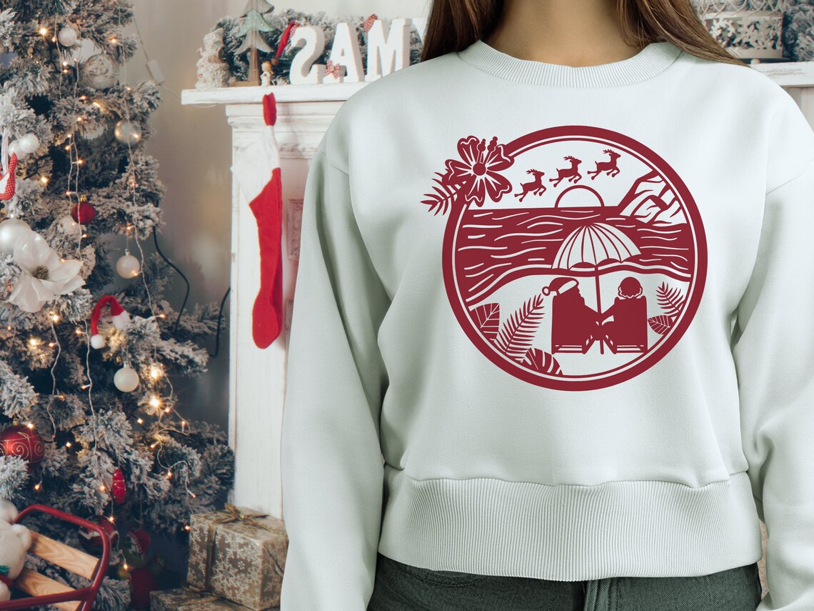 Santa and Mrs. Claus Beach Christmas Svg, Reindeer Svg, Tropical Beach ...