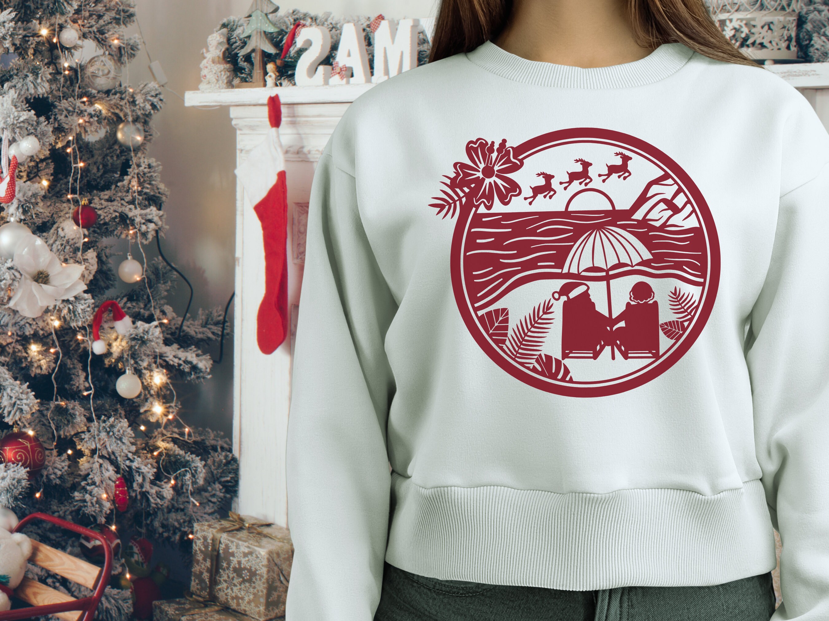 Santa and Mrs. Claus Beach Christmas Svg Reindeer Svg - Etsy