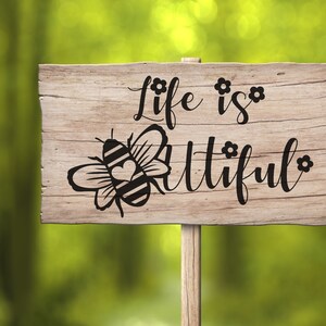 Life is Beeutiful Bee SVG, Flower and Bee Svg, Cut File, Dxf, Png, Bee ...