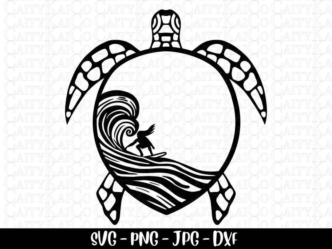 Surfing Sea Turtle Svg, Shirt Design, Svg Cut File, Dxf, Png, Wave Surf ...