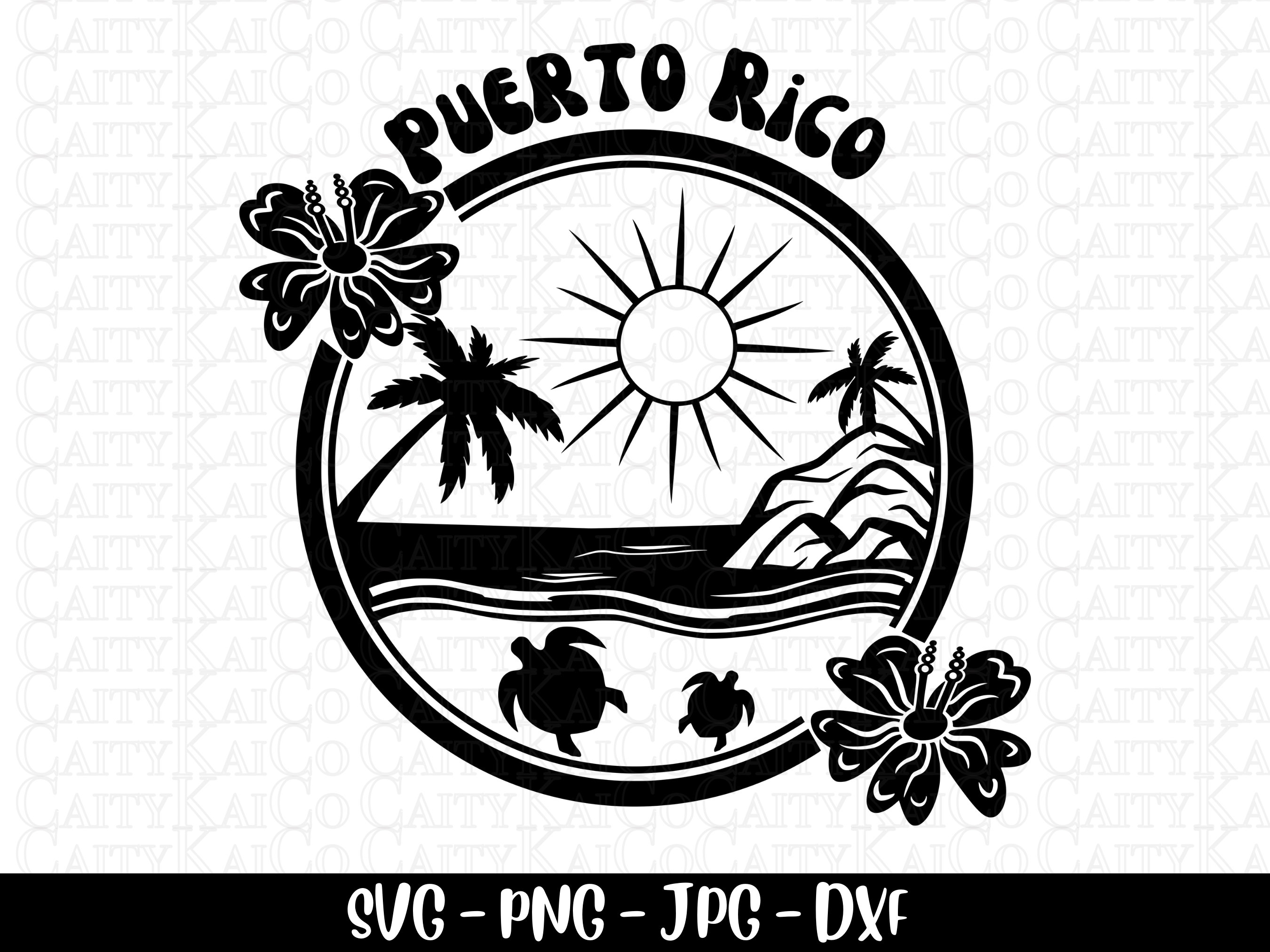 Puerto Rico Svg, Sea Turtle Svg, Island Beach Scene Svg, Shirt Design ...