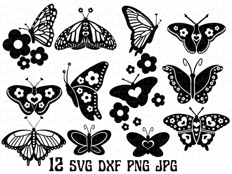 Butterfly Svg Bundle of 12 Butterflies Retro Flowers - Etsy