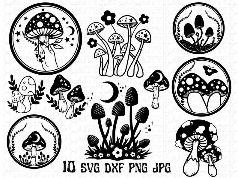 Mushroom SVG Bundle of 10, Mushroom Shirt Design Svg Bundle, Cut Files ...