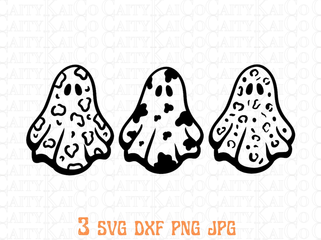 Animal Print Ghost Svg Bundle of 3, Cute Ghost Svg, Leopard Print Svg ...