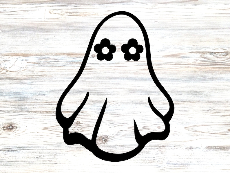 Retro Flower Ghost Svg Bundle of 3, Retro Halloween Svg, Daisy Svg ...