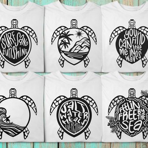 Sea Turtle SVG Bundle of 6, Tropical Island Beach Svg, Dxf, Png, Shirt ...