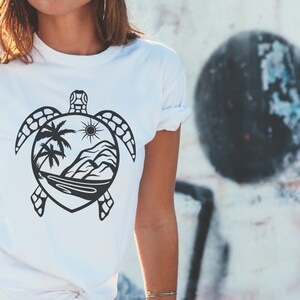 Sea Turtle Svg, Tropical Beach Scene Svg, Shirt Design, Svg Cut File ...
