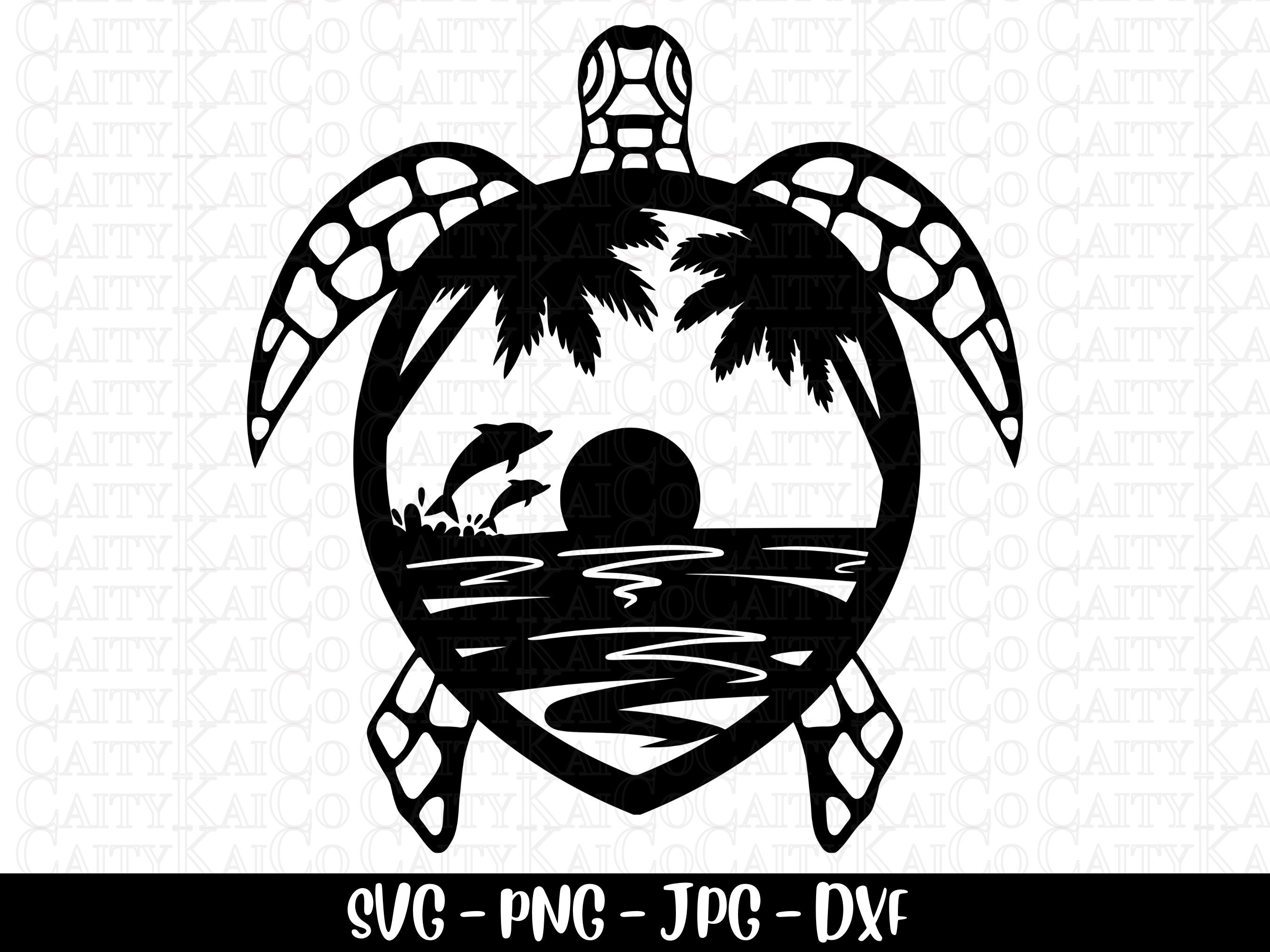 Sea Turtle Svg, Tropical Beach Scene Svg, Dolphin Svg, Shirt Design ...