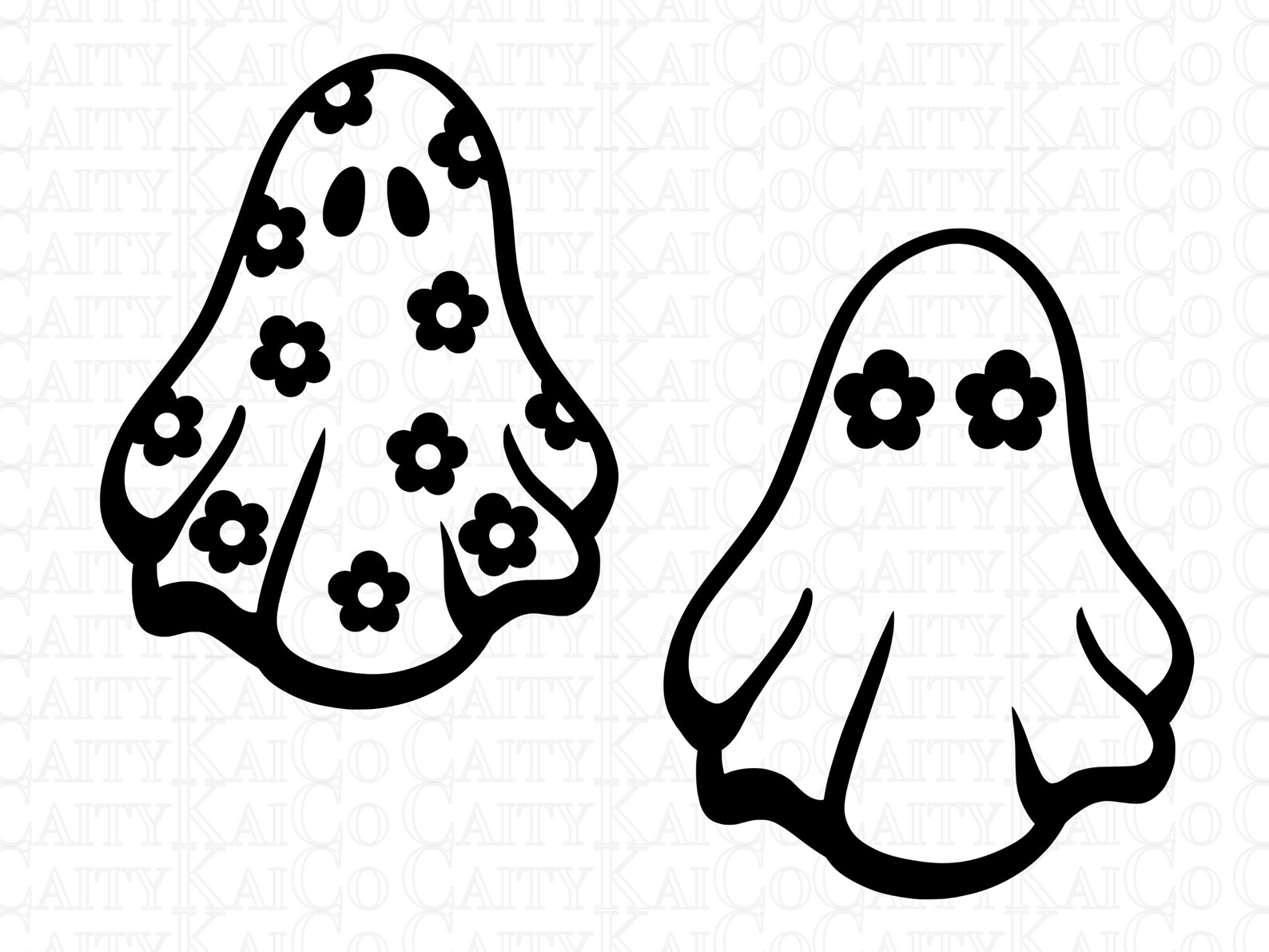 Ghost Svg Bundle of 17, Halloween Svg Bundle, Daisy Ghost Svg, Retro ...