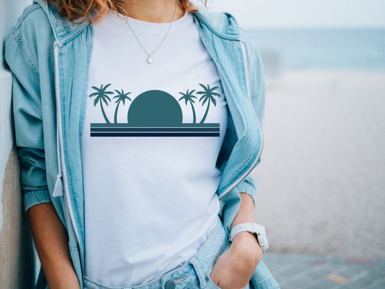 Beach Sunset Svg Palm Tree Svg Tropical Beach Scene Svg - Etsy