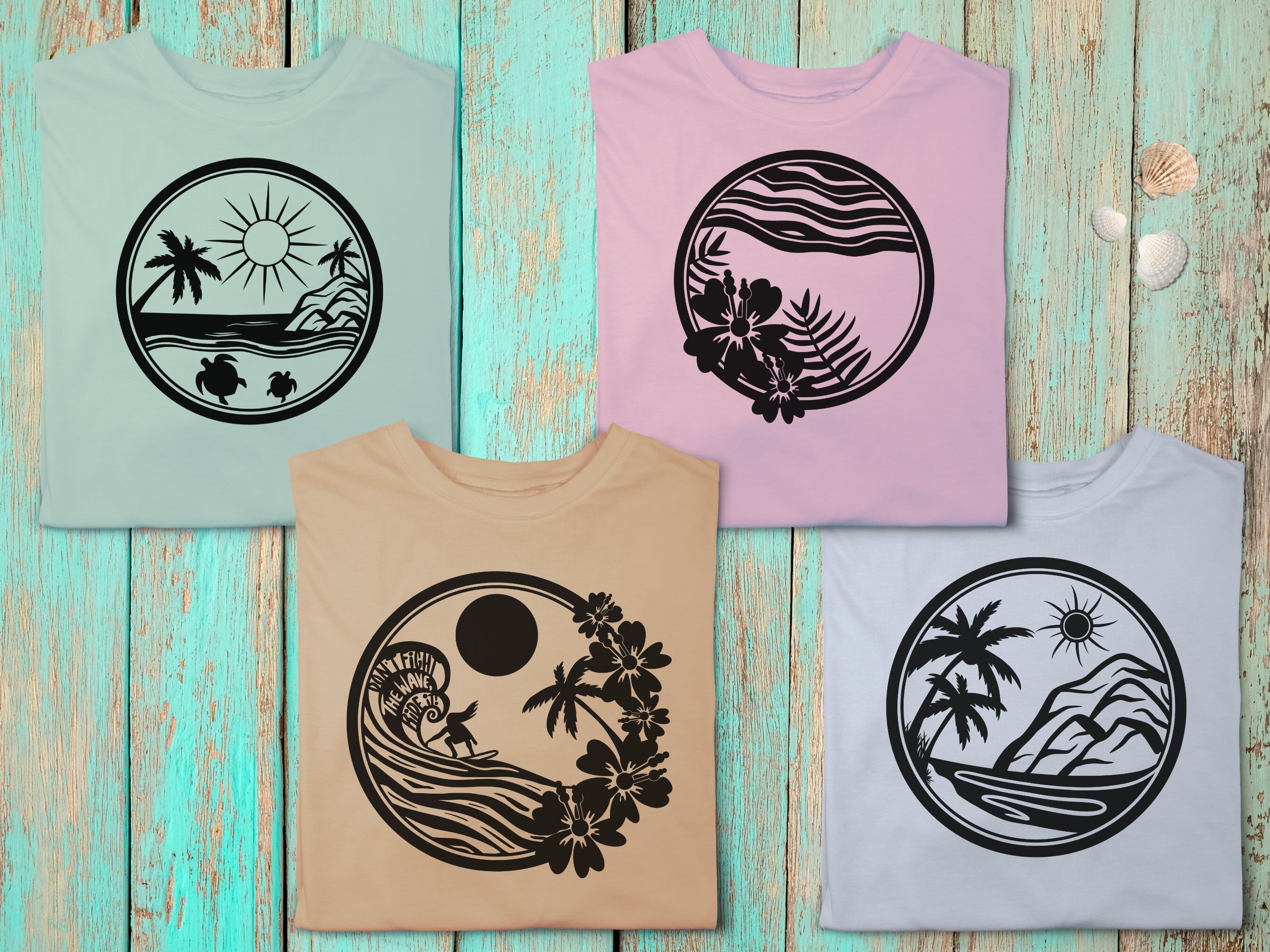 Tropical Beach Scene SVG Bundle of 4 Island Beach Svg Palm - Etsy