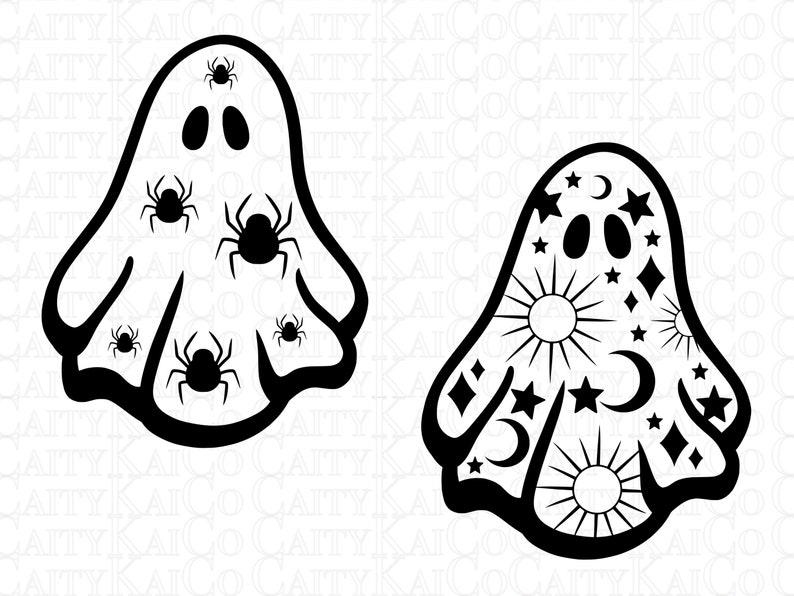Ghost Svg Bundle of 17, Halloween Svg Bundle, Daisy Ghost Svg, Retro ...