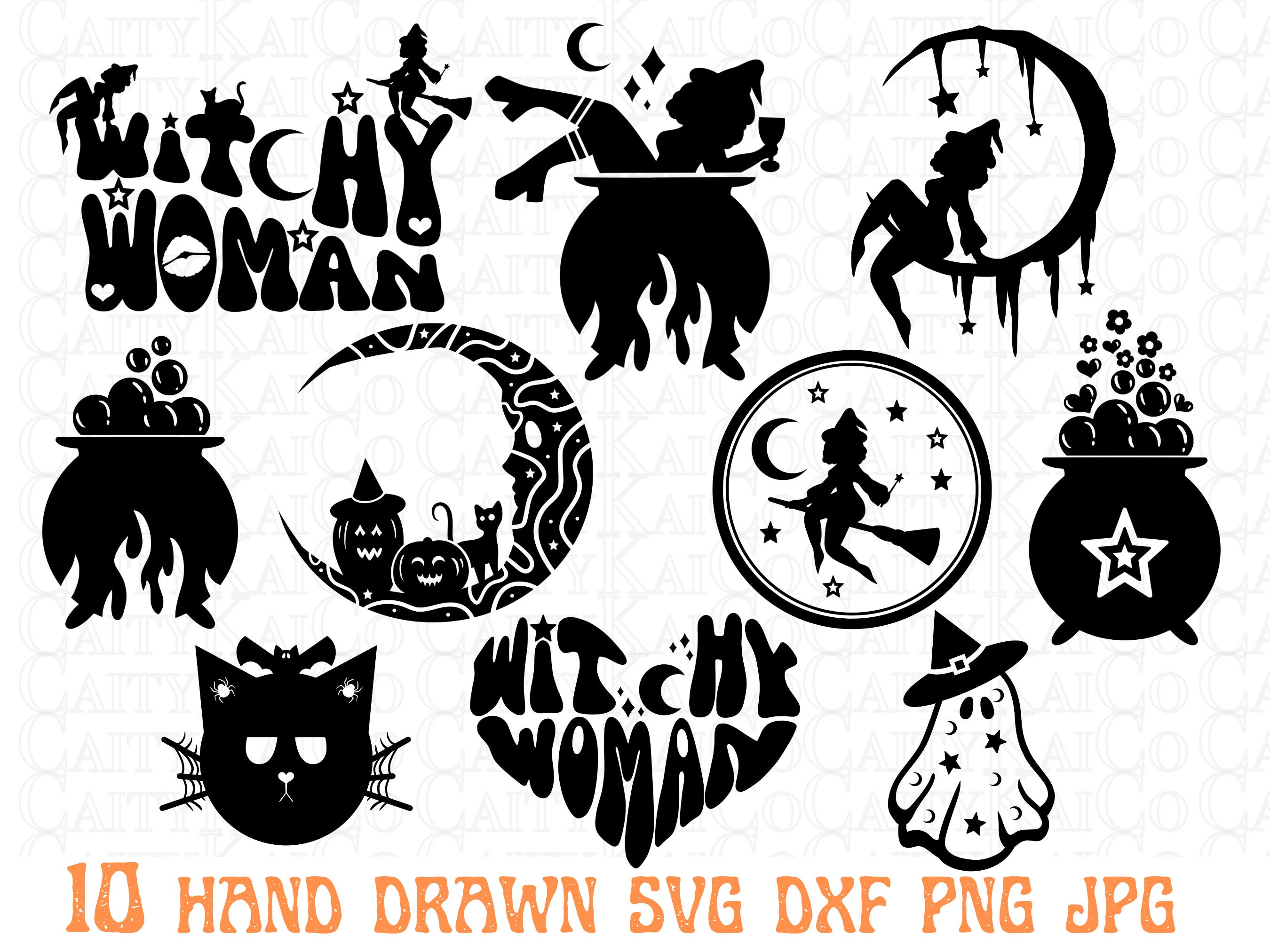 Witchy Svg Bundle of 10, Halloween Svg Bundle, Witch Svg, Jpg, Dxf, Png ...
