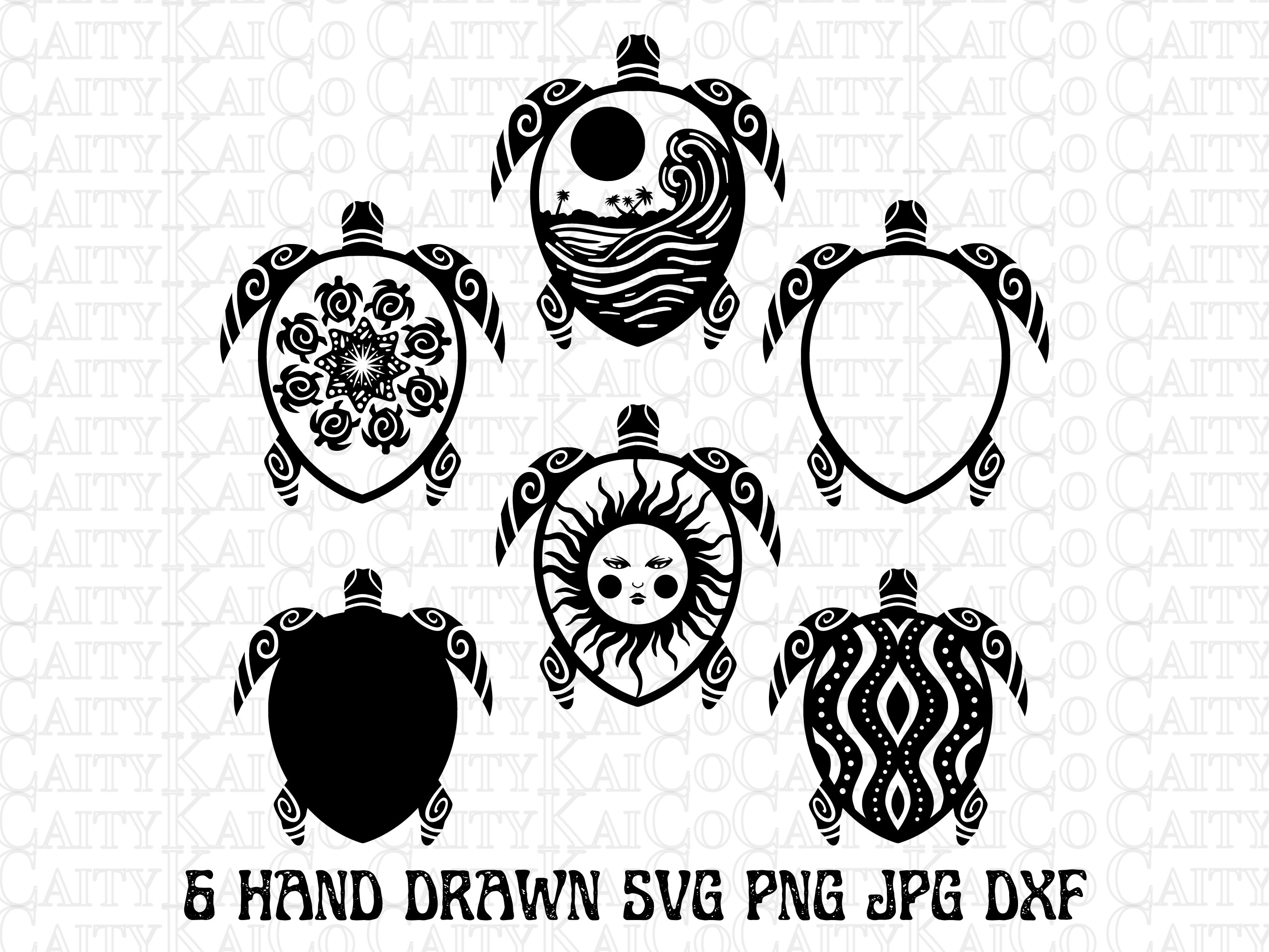 Sea Turtle SVG Bundle of 6, Tropical Island Beach Scene Svg, Dxf, Png ...