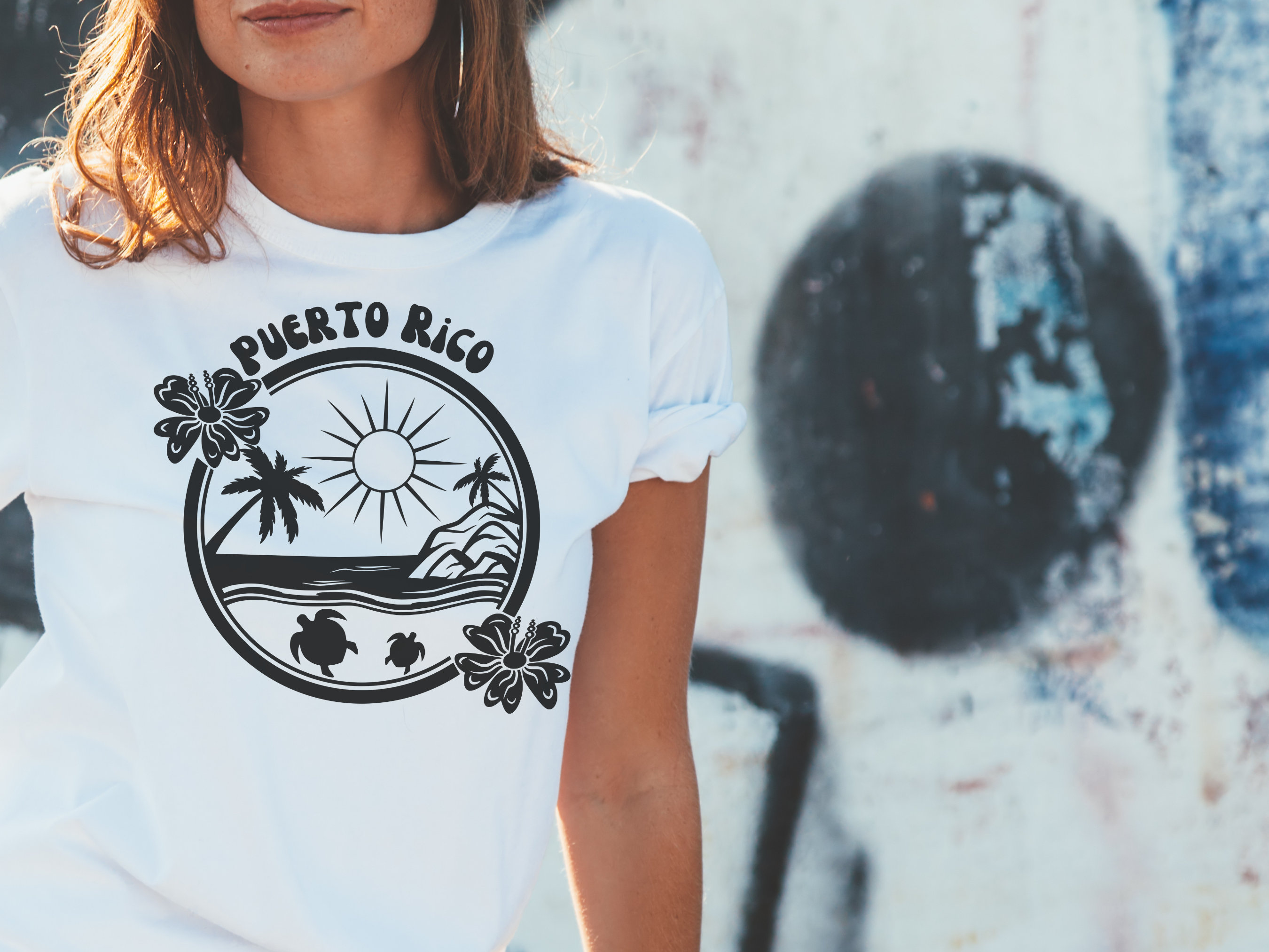 Puerto Rico Svg, Sea Turtle Svg, Island Beach Scene Svg, Shirt Design ...