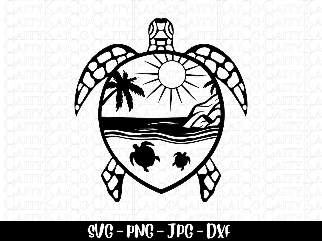 Sea Turtle Svg, Tropical Beach Scene Svg, Shirt Design, Svg Cut File ...