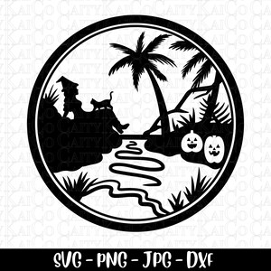 Tropical Witch Svg, Witchy Beach Svg, Halloween Beach Scene Svg, Black ...