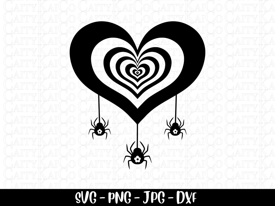 Retro Halloween Spider Svg, Groovy Spiral Heart Svg, Spooky Season Svg ...