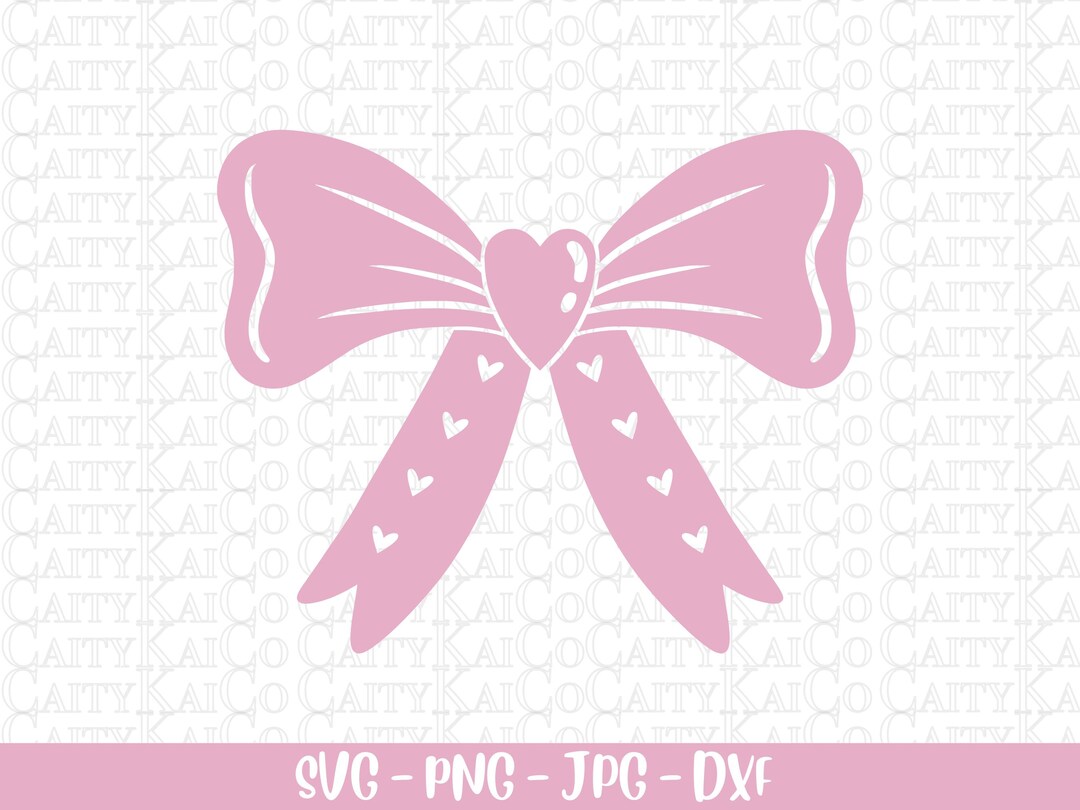 Pink Bow Svg, Valentine’s Day Svg, Heart Bow Svg, Coquette Aesthetic ...