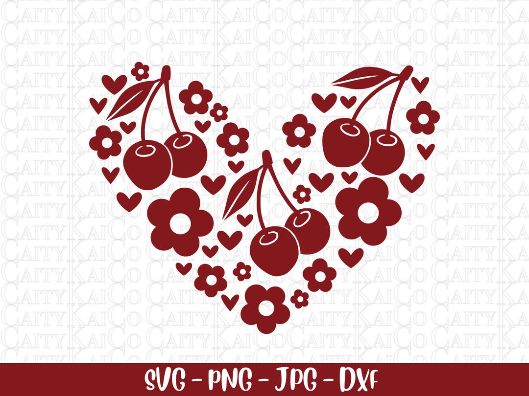 Cherry Heart Svg, Valentines Day Svg, Cute Heart Svg, Daisy Svg ...